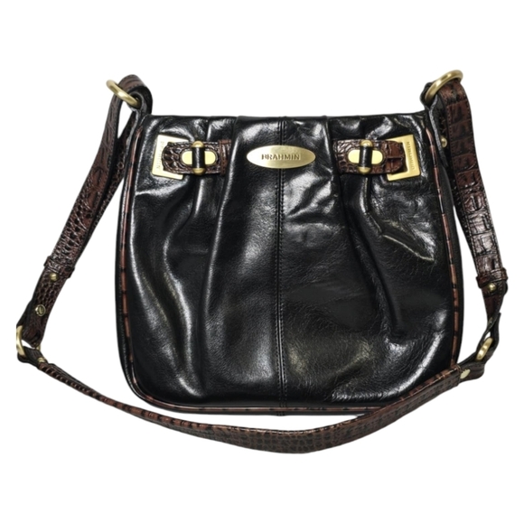 Brahmin | Bags | Brahmin Vintageblack Leather Crossbody Handbagpurse ...